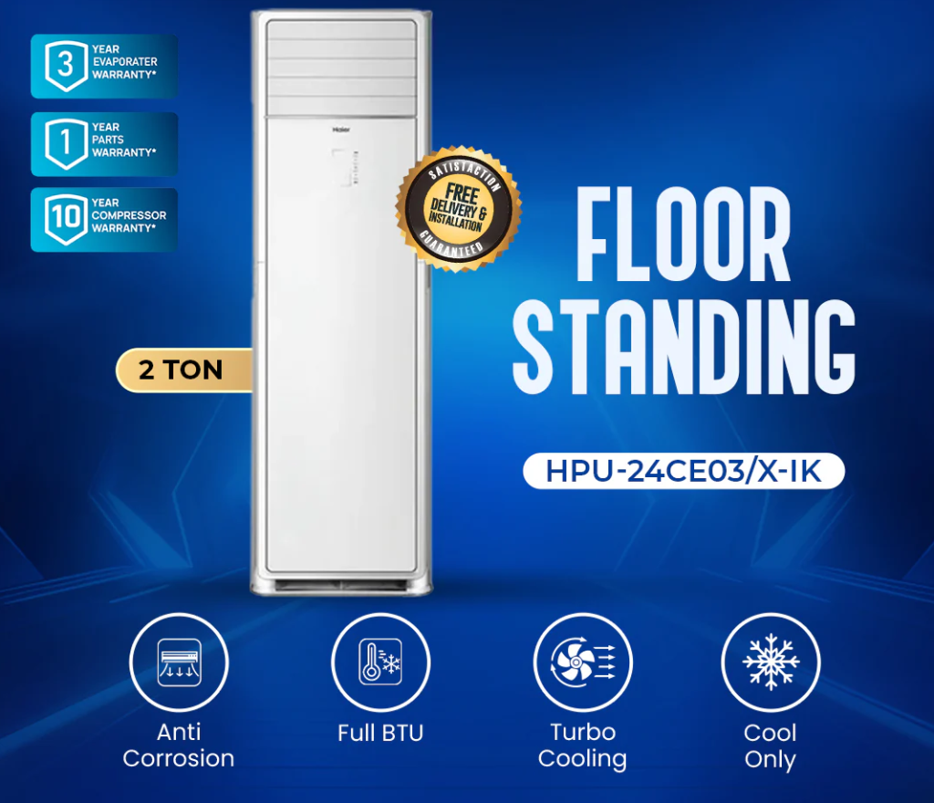 HAIER HPU-24CE03 2.0 TON NON INVERTER COOL ONLY FLOOR STANDING AC - New ...